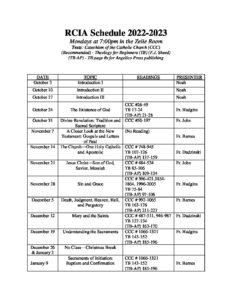 2022-2023 RCIA Schedule - Saint Theresa Parish