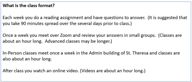 Class Format - Saint Theresa Parish